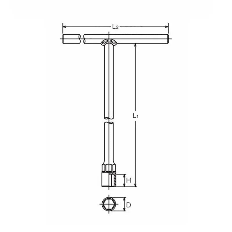 T Handle Socket 11mm 6 point Length 250 x 200mm – Ko-ken USA