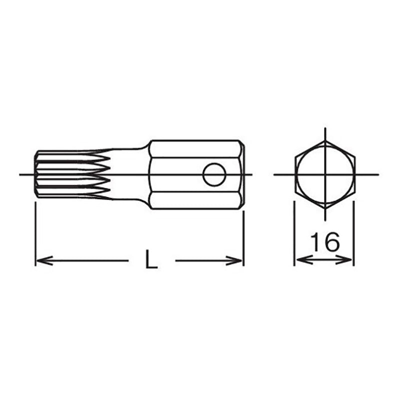 16mm Hex Dr. Bit XZN M16 Triple Square Length 60mm – Ko-ken USA