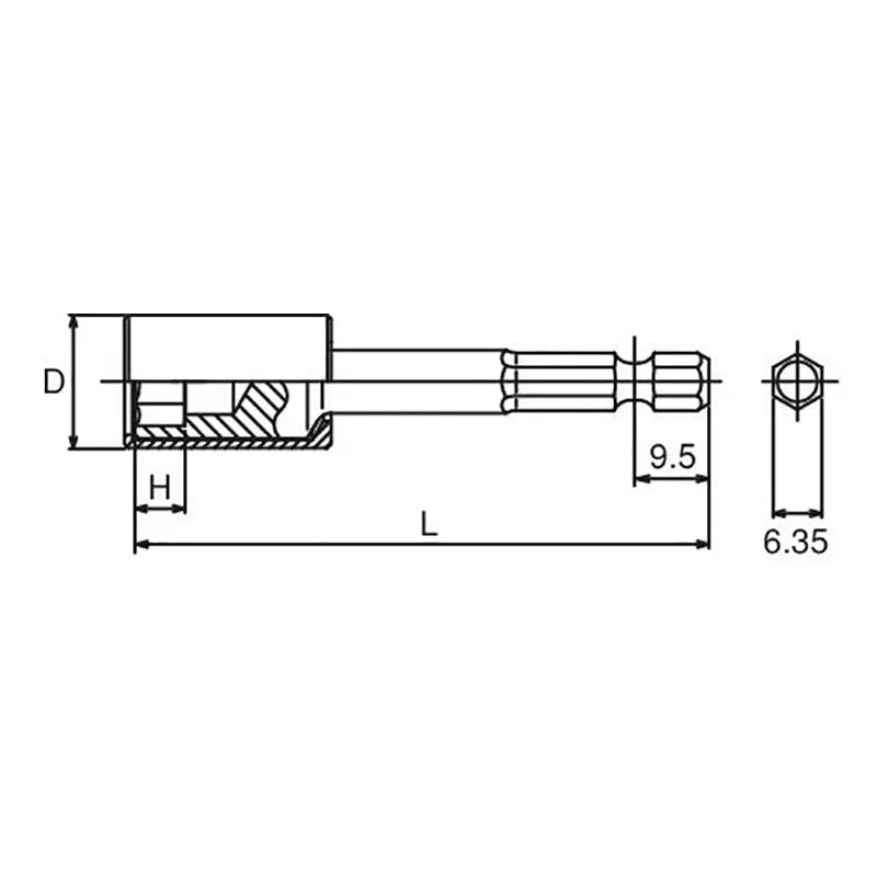 1/4 Hex Dr. Nut Setter with Plastic Protector 12mm 6 point Length 100m ...