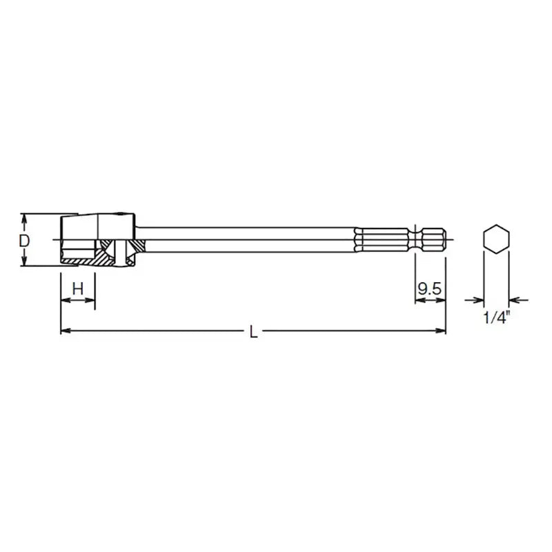 1/4 Hex Dr. Universal Nut Setter 12mm 6 point Length 100mm – Ko-ken USA