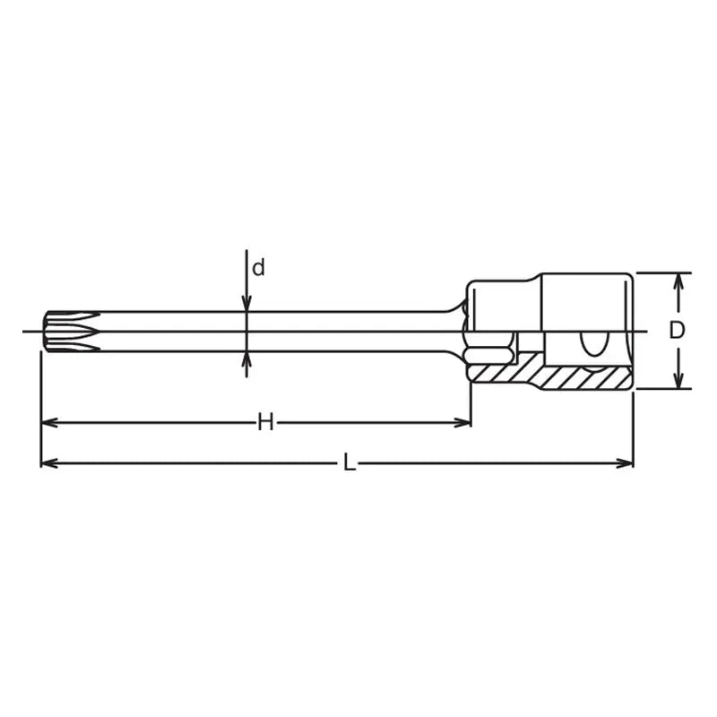3/8 Sq. Dr. Round Shank TORX® T45 Bit Socket - Length 100mm – Ko-ken USA