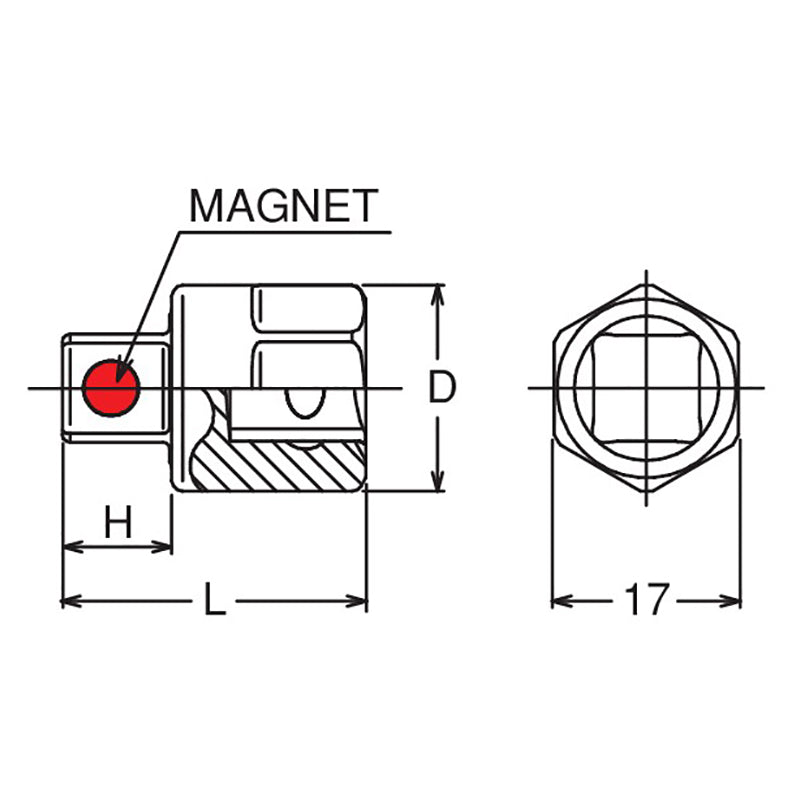 3/8 Sq. Dr. Bit Socket 8mm Square Length 28mm For Drain Plug Magnet ...