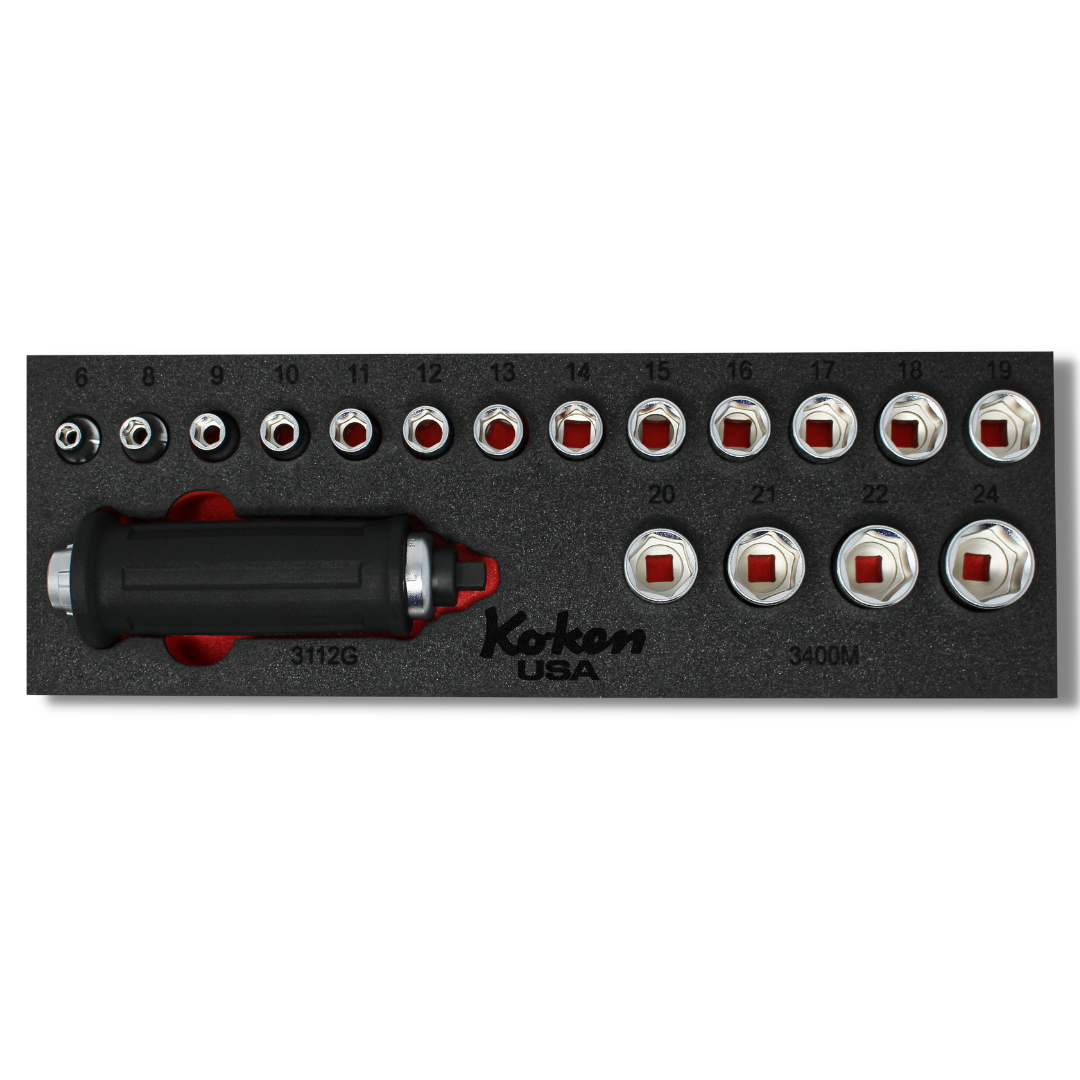 3/8" Sq. Dr. Attack Driver and Socket Set Metric in Foam - 18 Pieces ...