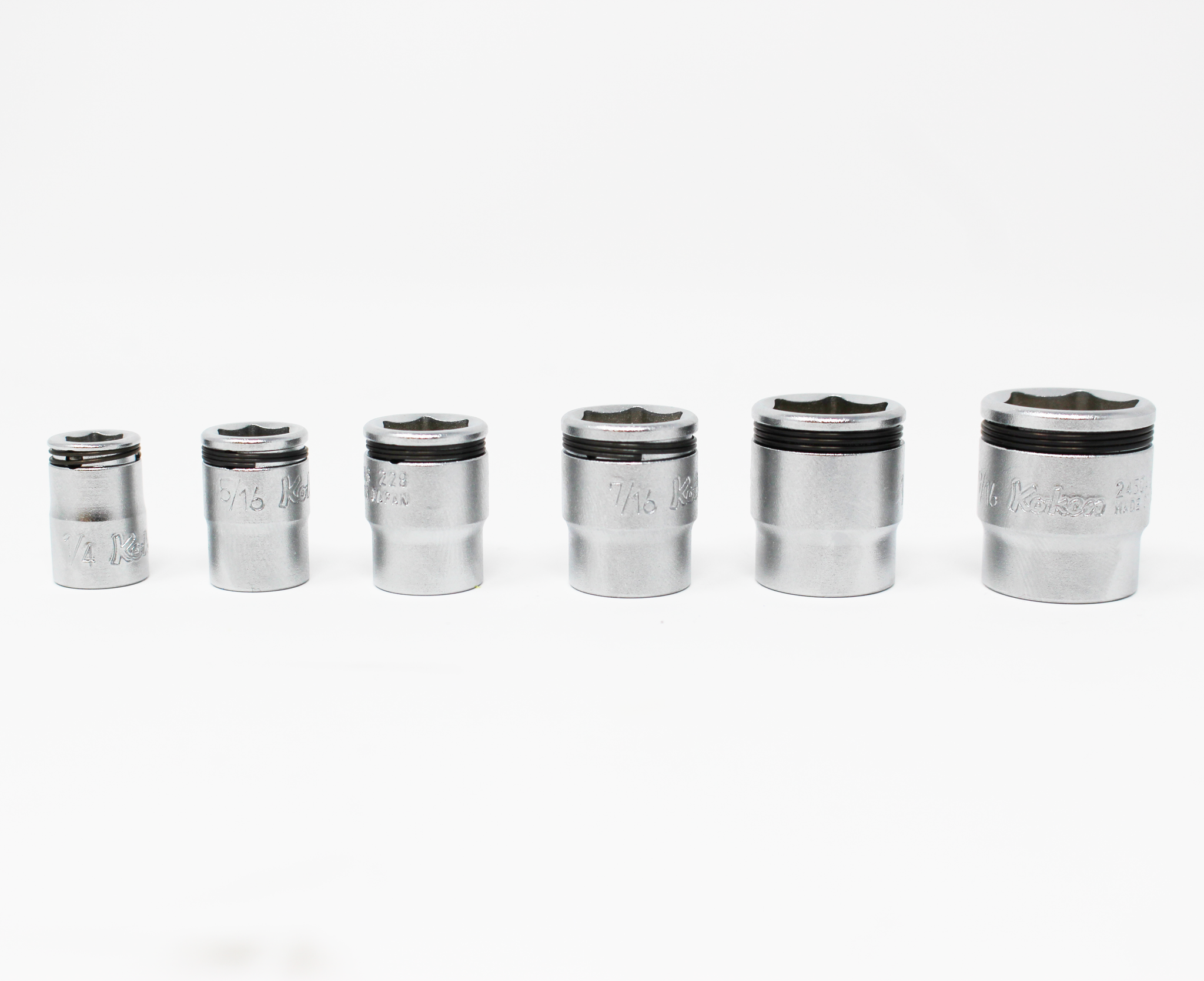 1/4" Sq.Dr. Nut-Grip SAE Short Socket Rail Set, 6 pcs. – Ko-ken USA